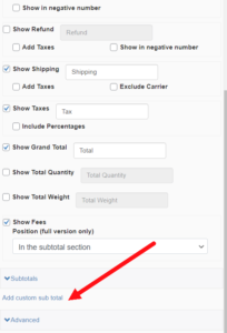 Creating a custom sub-total - WooCommerce PDF Invoice Builder